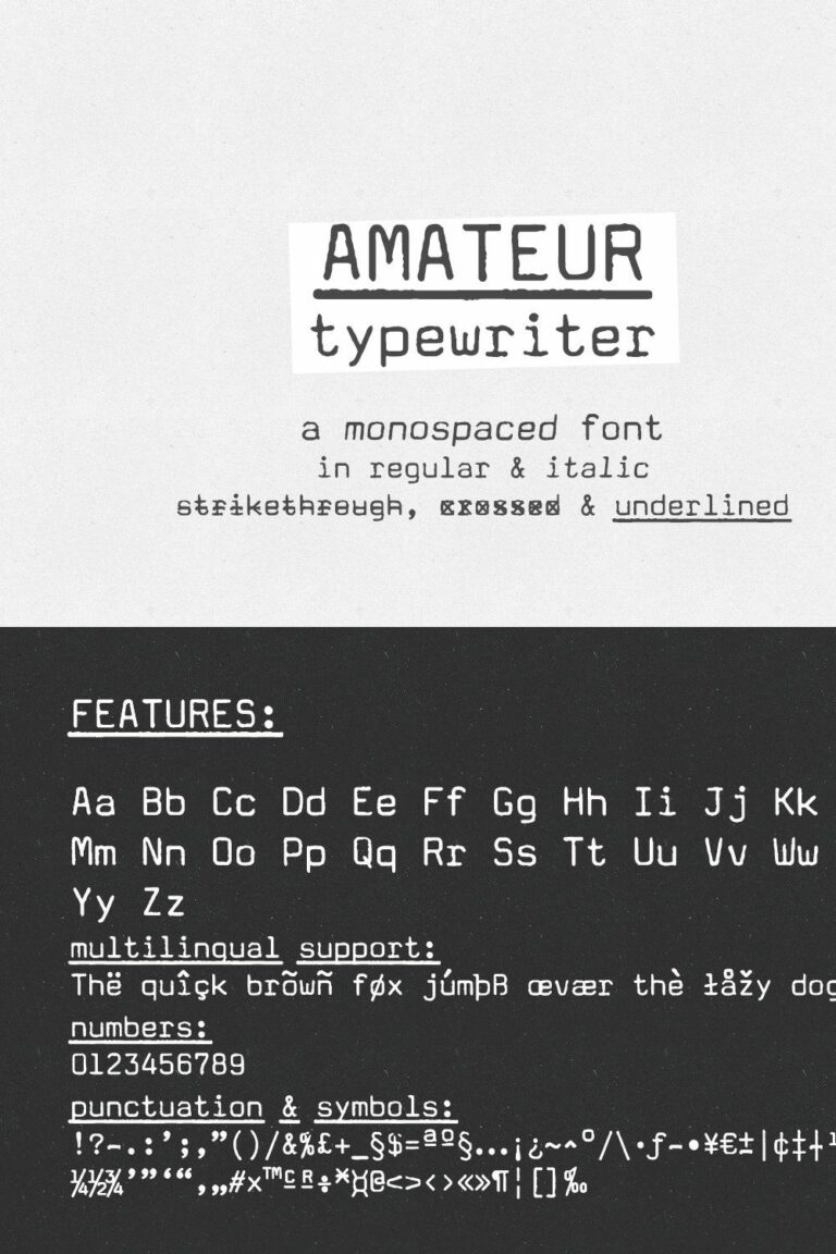 Amateur Typewriter monospaced font – MasterBundles