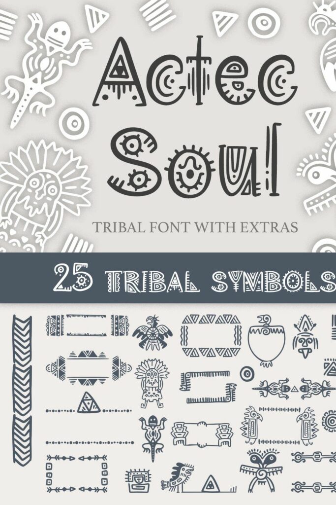 Aztec Soul. Tribal font with extras. – MasterBundles