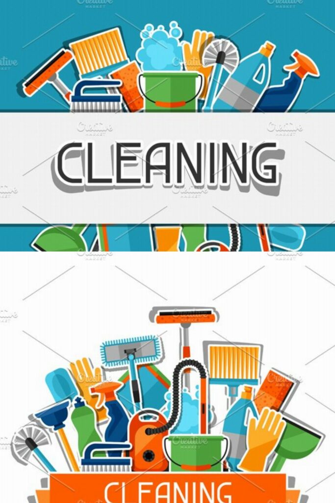 Backgrounds with cleaning icons. – MasterBundles