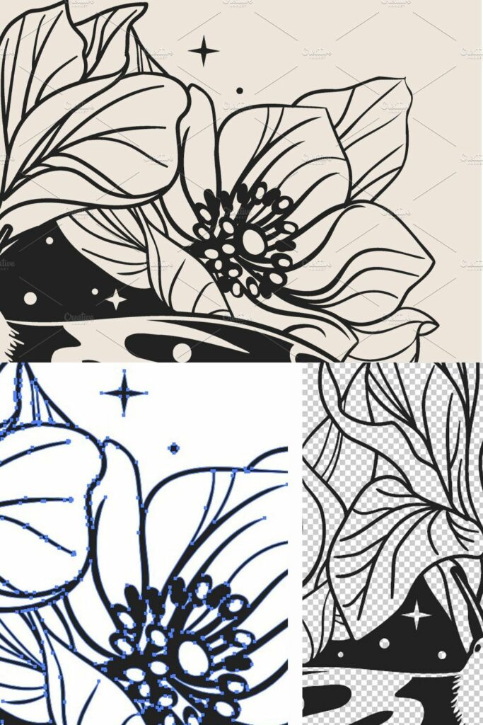 Black moth with flowers. Vector art – MasterBundles