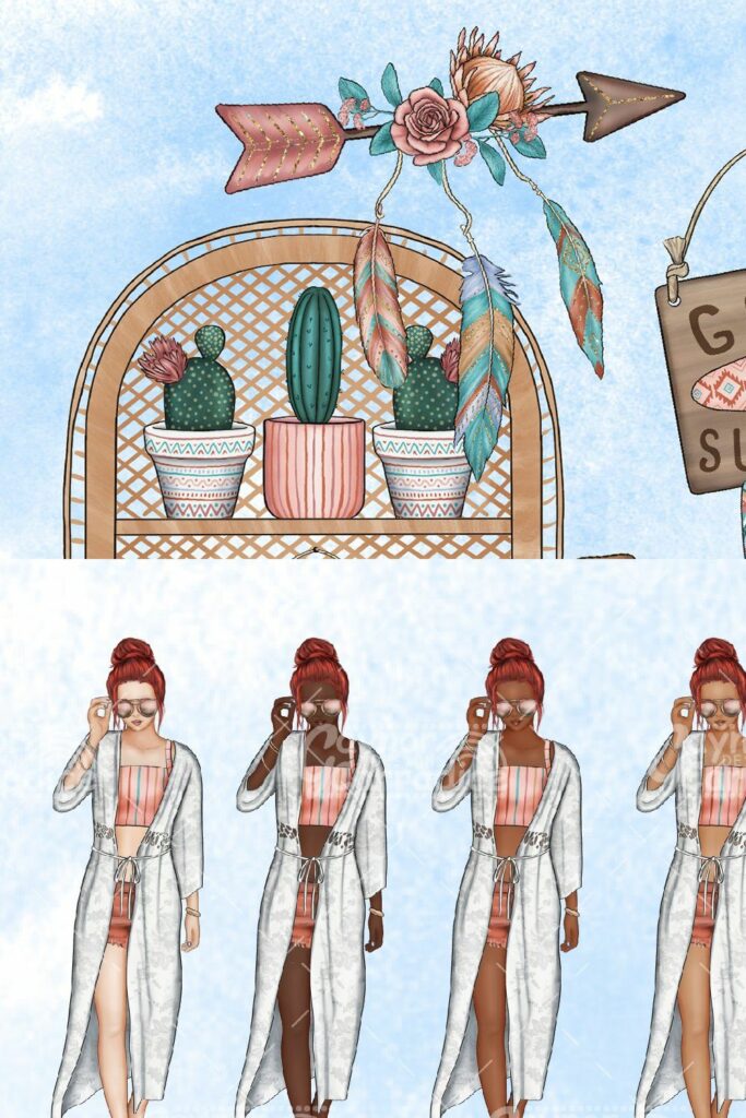 Boho Beach - summer clipart set – MasterBundles