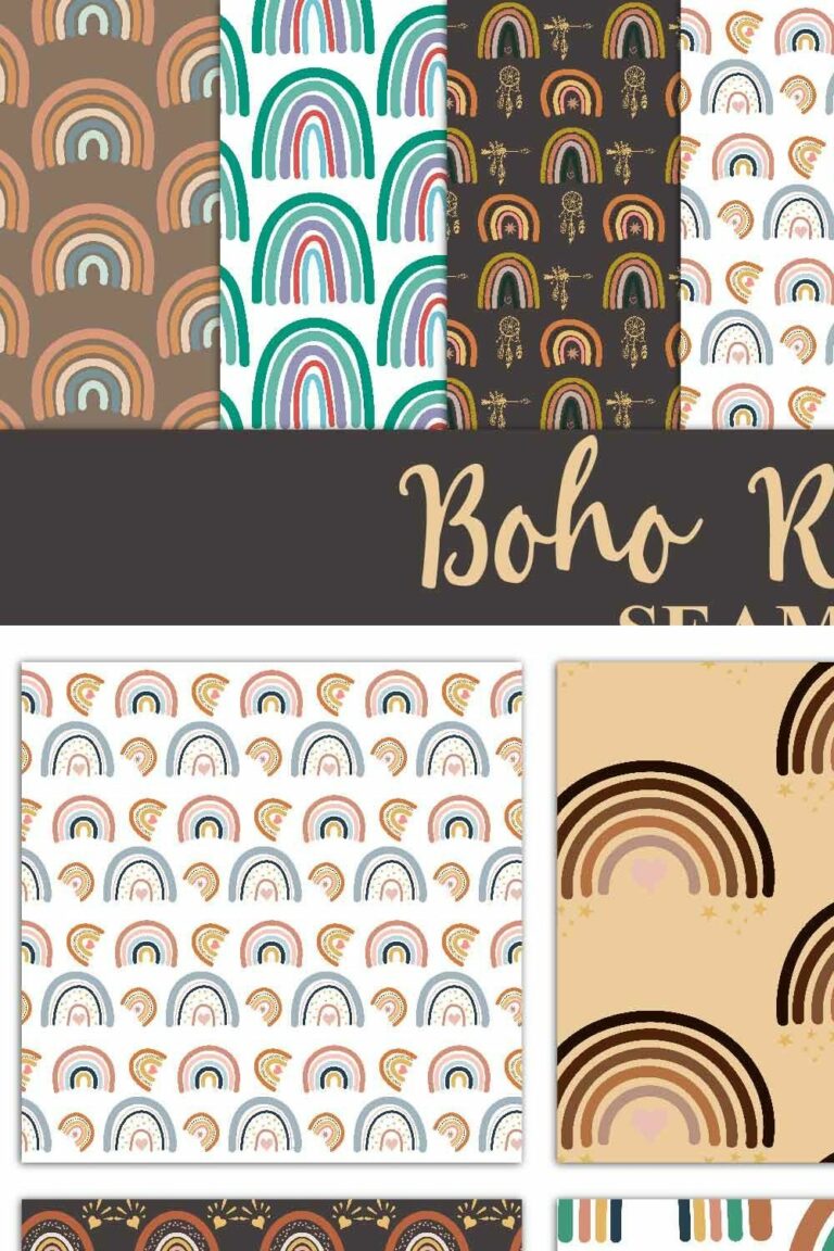 Boho Rainbow Digital Paper – MasterBundles