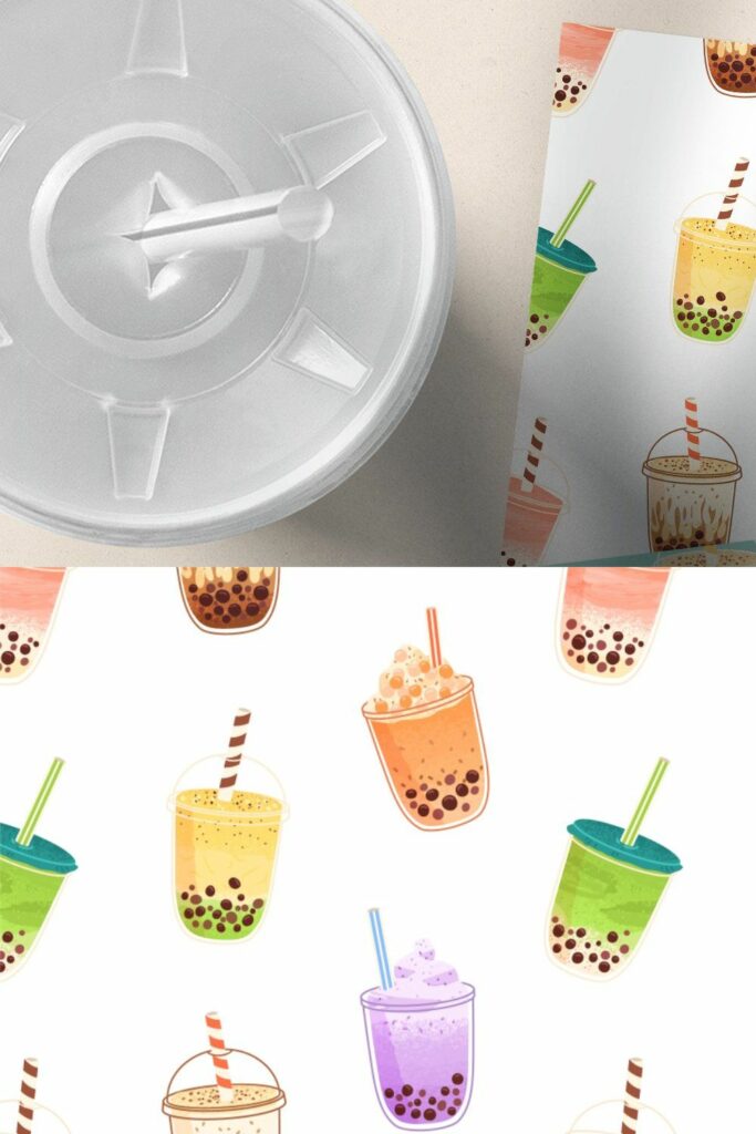 Bubble milk tea seamless patterns – MasterBundles