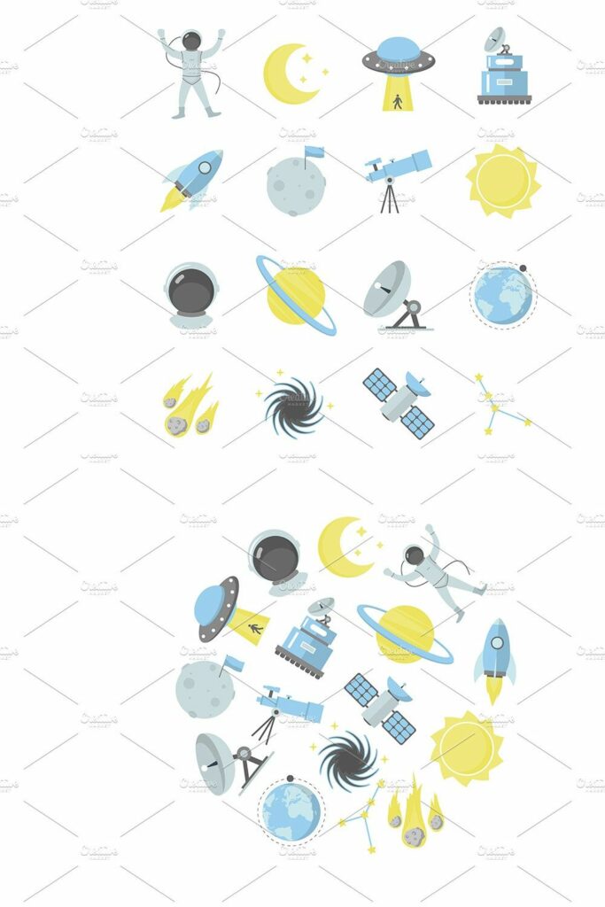 Cartoon Cosmos Concept Set. Vector – MasterBundles