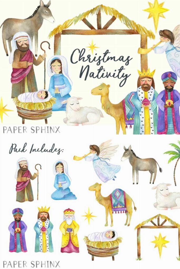 Christmas Nativity Clipart – MasterBundles