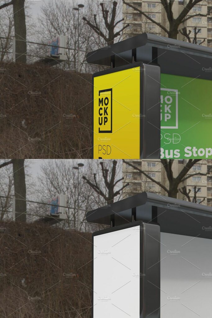 City Bus Stop Sign Mockup – MasterBundles