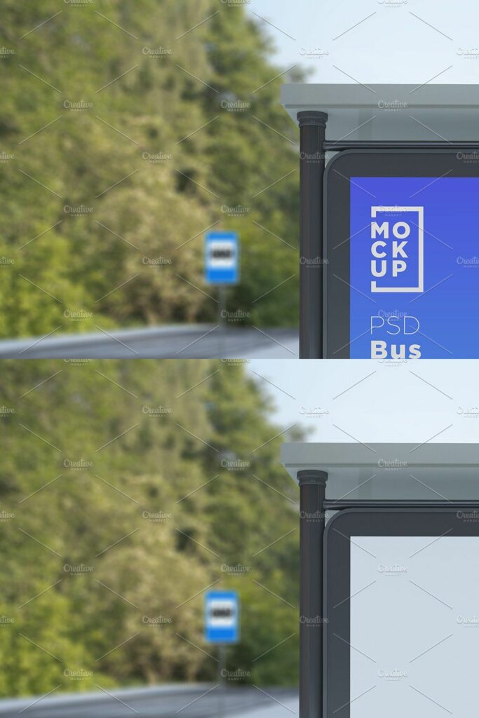 City Bus Stop Signage Mockup – MasterBundles
