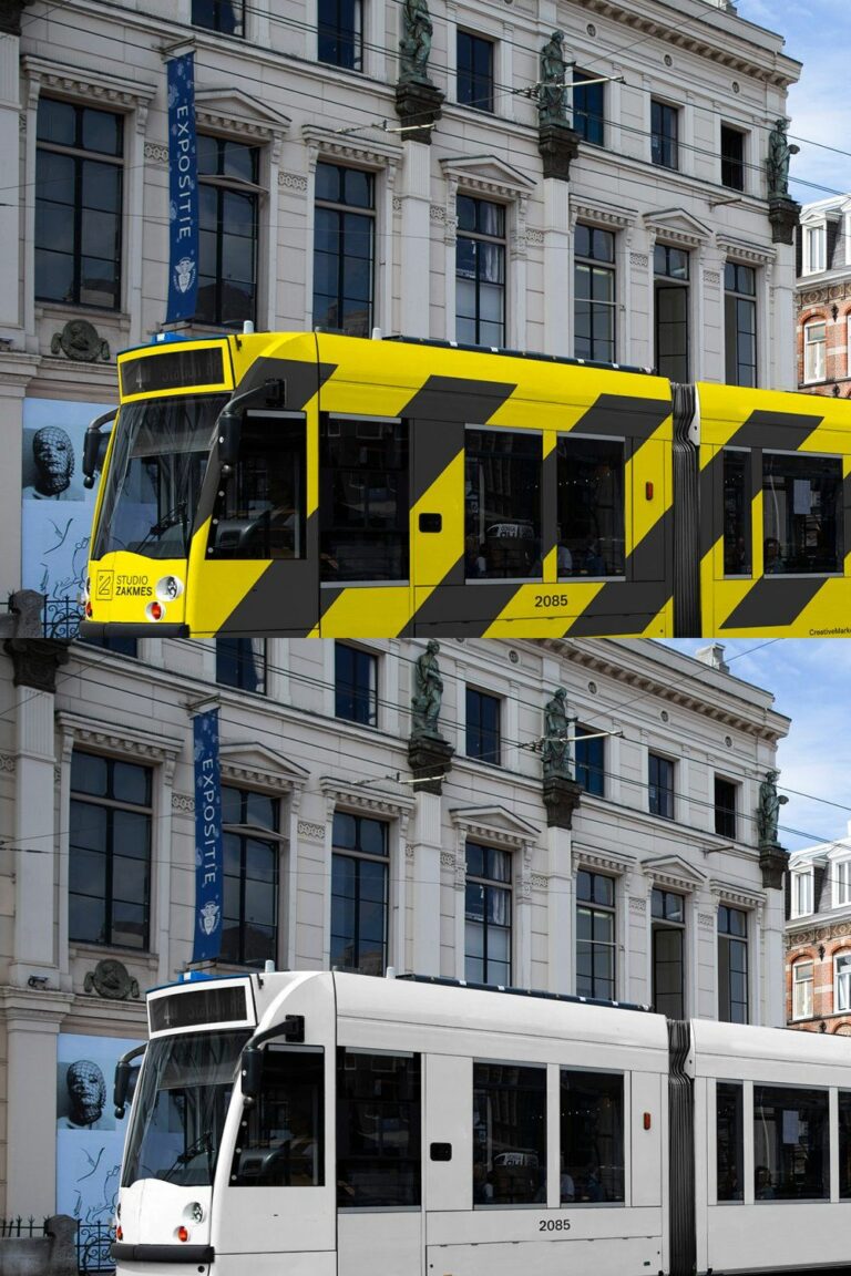 City Tram Wrap Mockup – MasterBundles