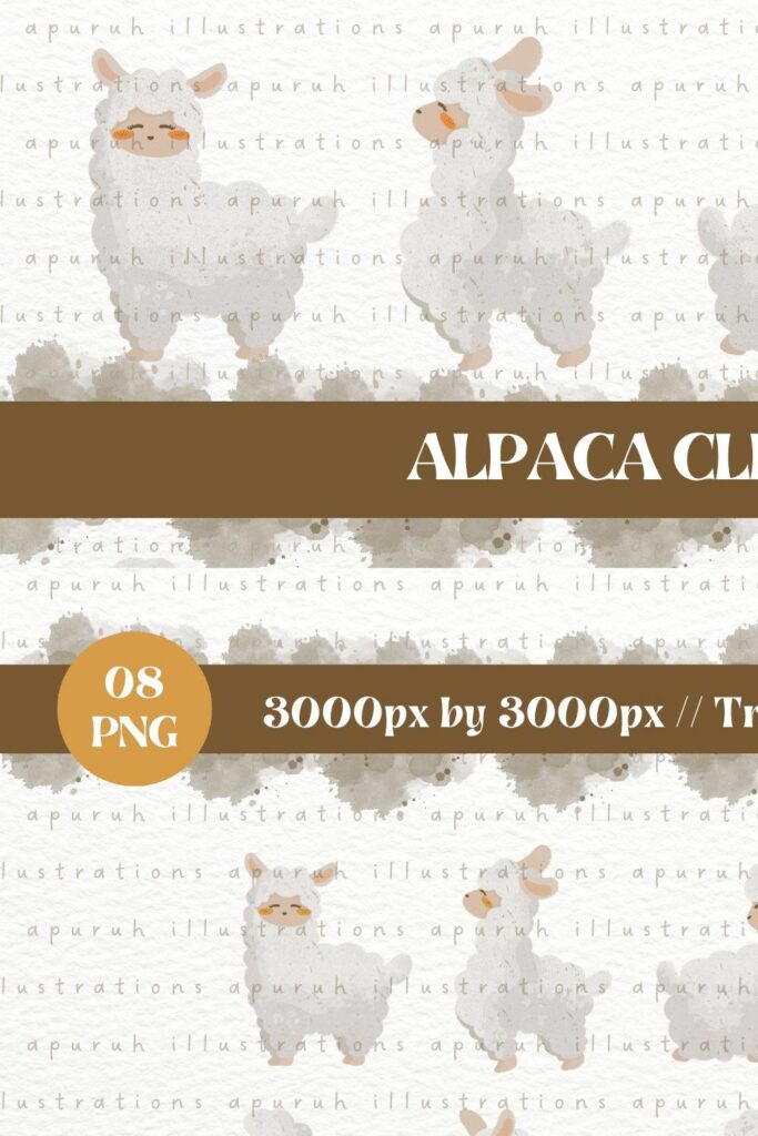 Cute Alpaca Clipart Set – MasterBundles