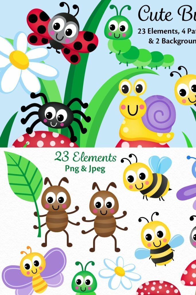 Cute Bugs Clipart – MasterBundles