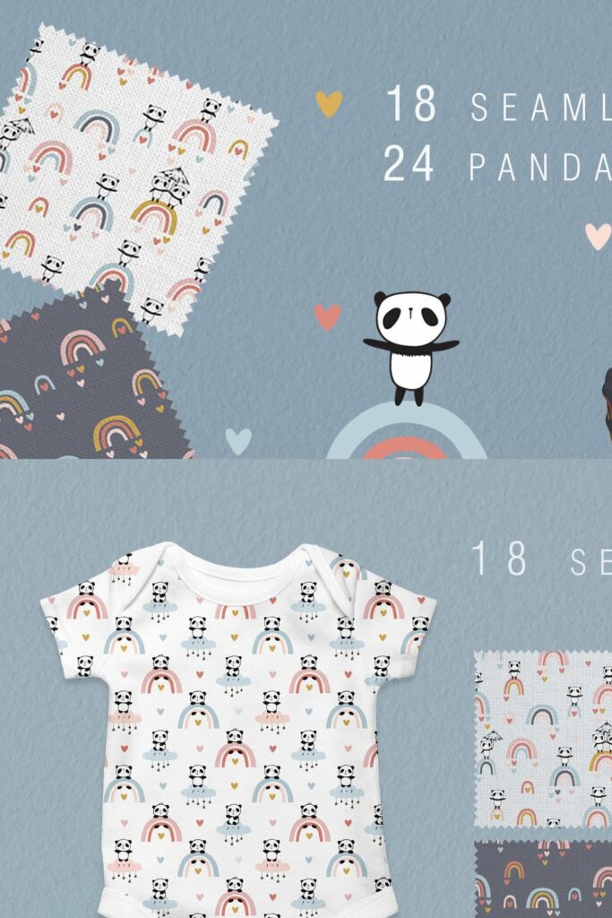 Cute pandas & rainbows patterns – MasterBundles