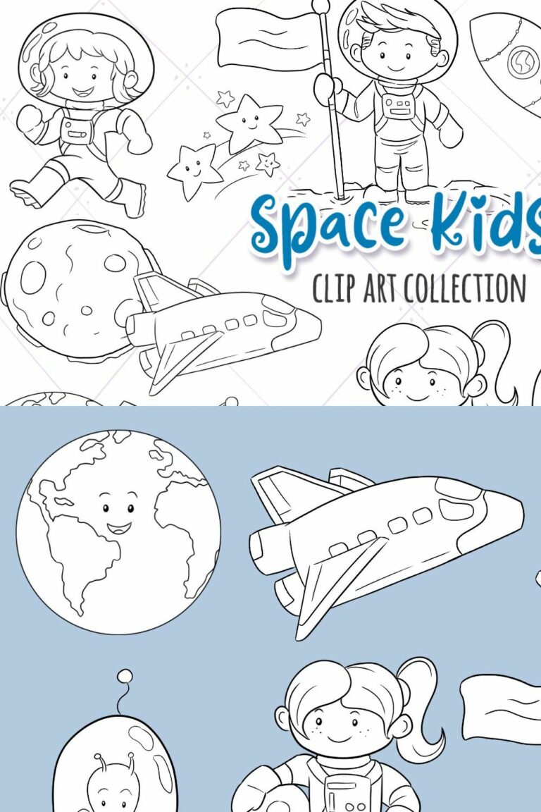 Cute Space Kids Digital Stamps – MasterBundles