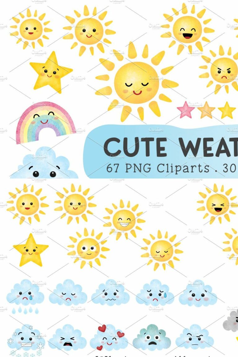 Cute Weather Emoji Cliparts – MasterBundles