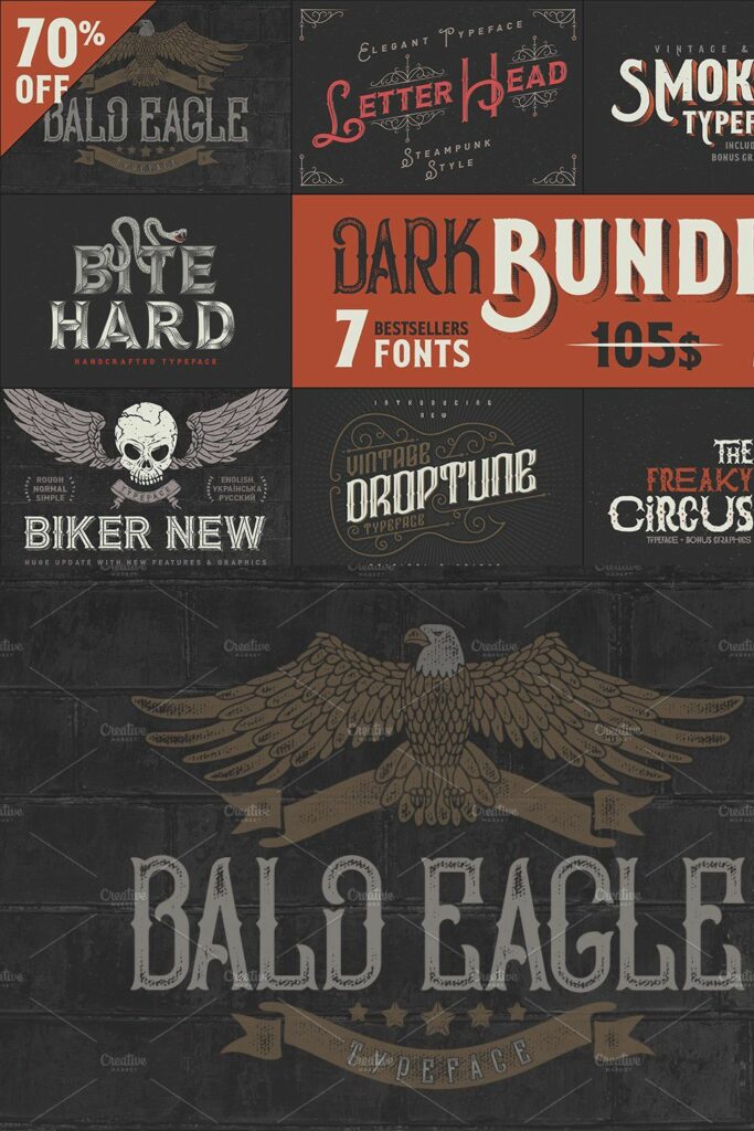 Dark Bundle: 7 Bestseller Fonts – MasterBundles