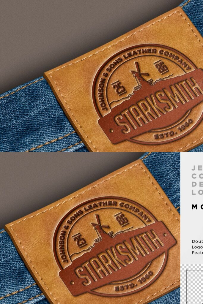 Debossed Jeans Label Mockup – MasterBundles