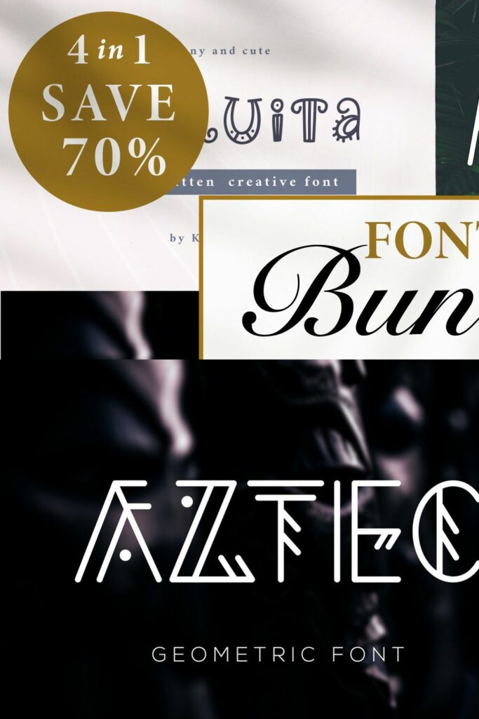 DECORATIVE FONT BUNDLE : 4 in 1 – MasterBundles
