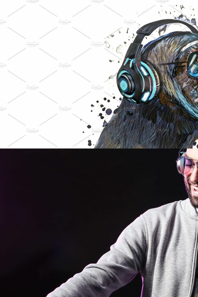 DJ chimpanzee - Monkey illustration – MasterBundles