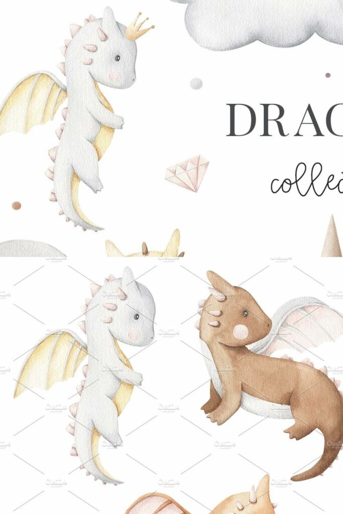 Dragons - watercolor set – MasterBundles