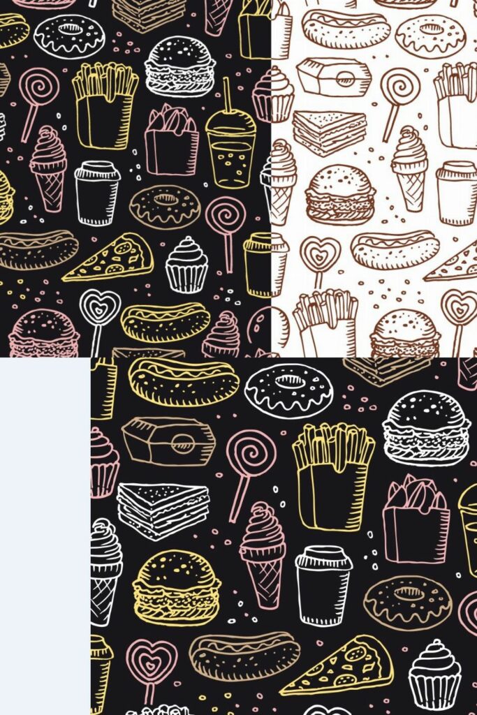 Fast Food doodle seamless pattern – MasterBundles
