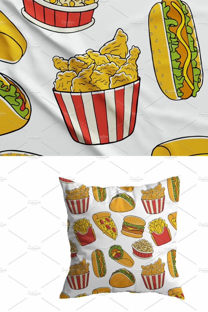Fast Food Seamless Pattern Pack – MasterBundles