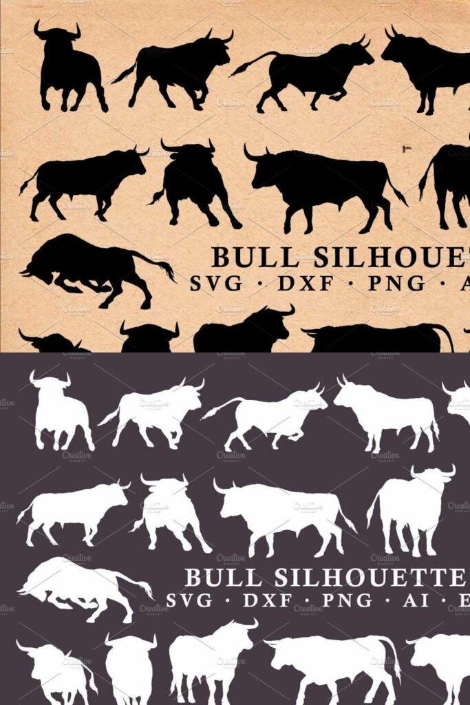 Fighting Bull Silhouettes in Vector – MasterBundles
