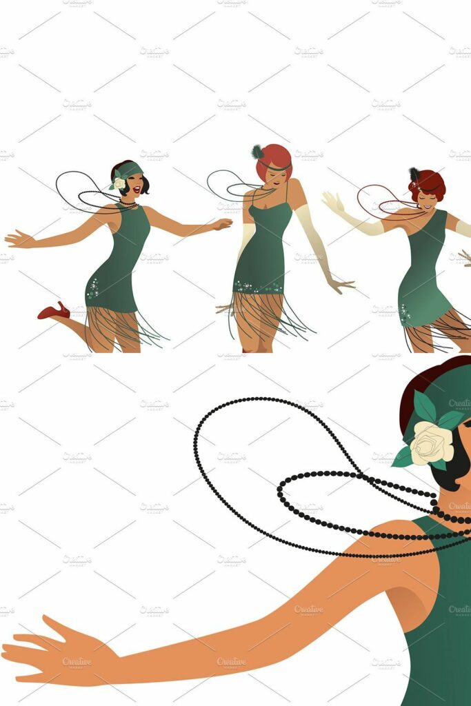 Five Flappers Dancing Charleston I – MasterBundles