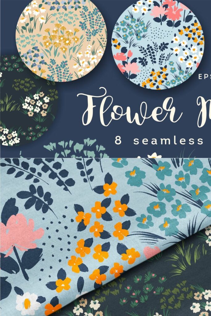 Flower Meadow. 8 seamless patterns – MasterBundles