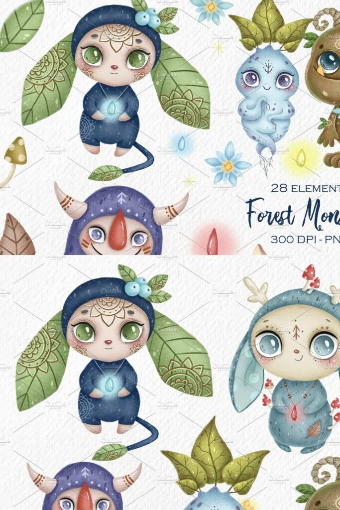 Forest Monsters Clipart – MasterBundles