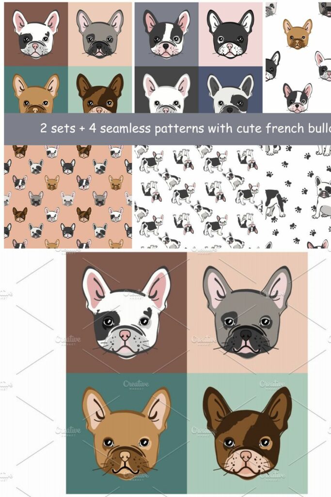 French bulldogs seamless patterns – MasterBundles