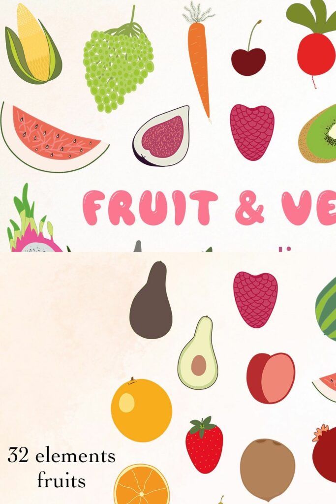 Fruit & Vegetables clipart Vector – MasterBundles