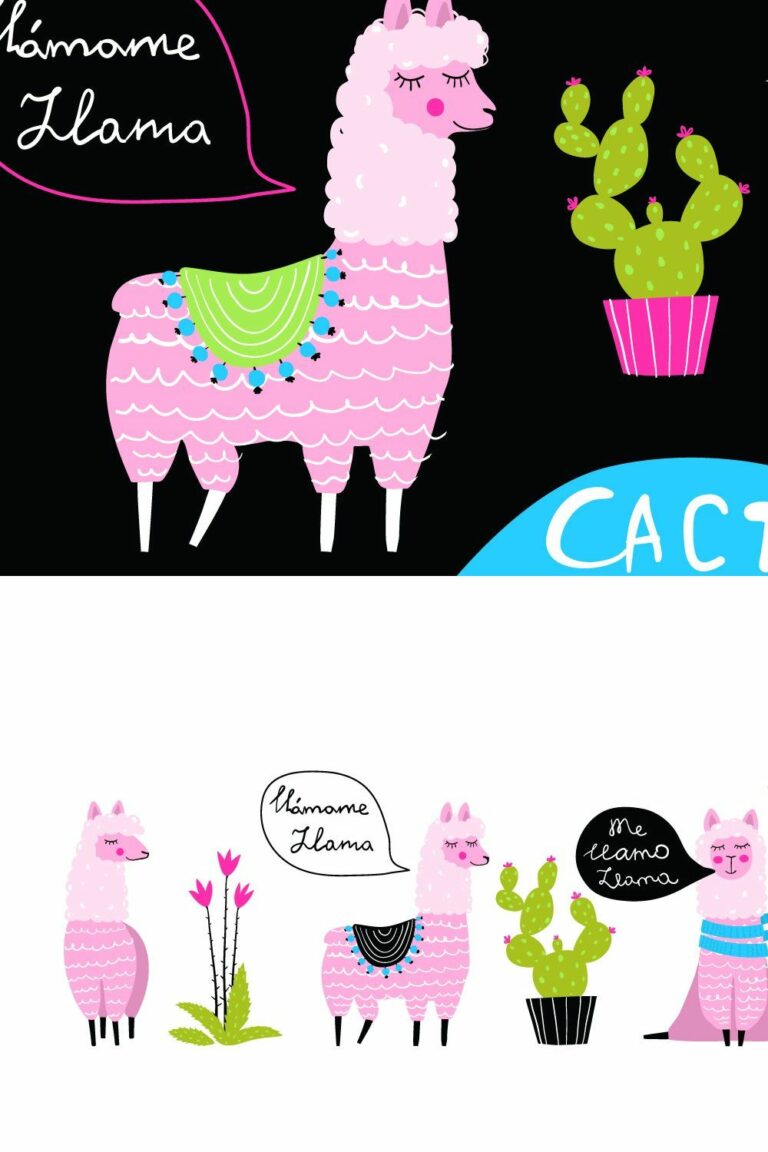 Funny llamas and cacti collection – MasterBundles