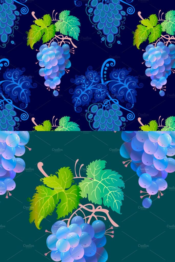 Grapes. Art and pattern – MasterBundles