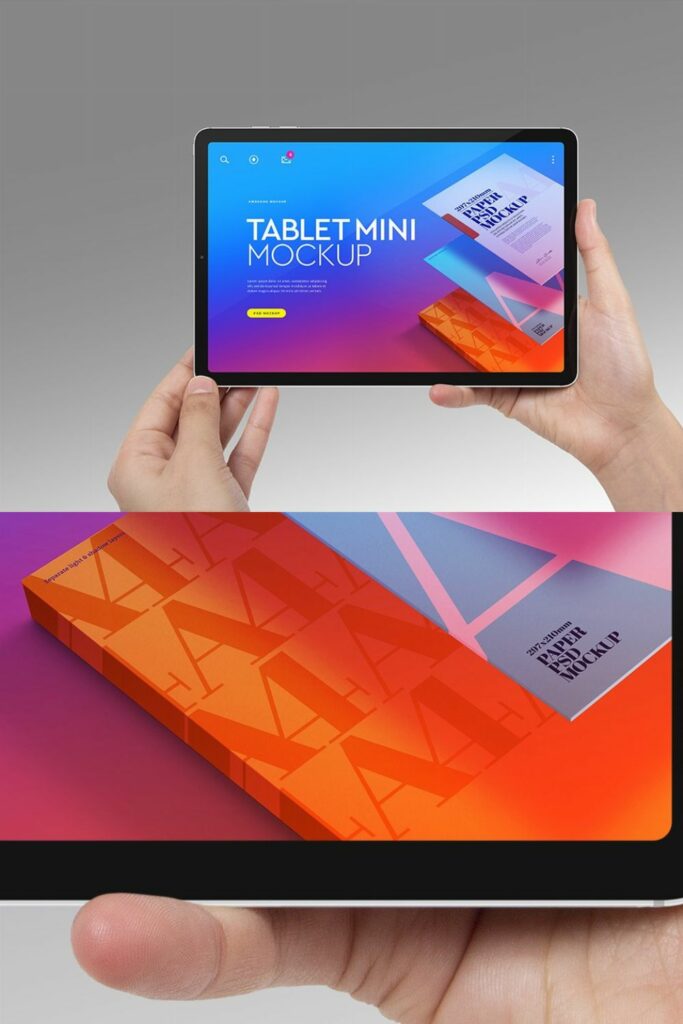 Hands Holding Tablet Mockup – MasterBundles