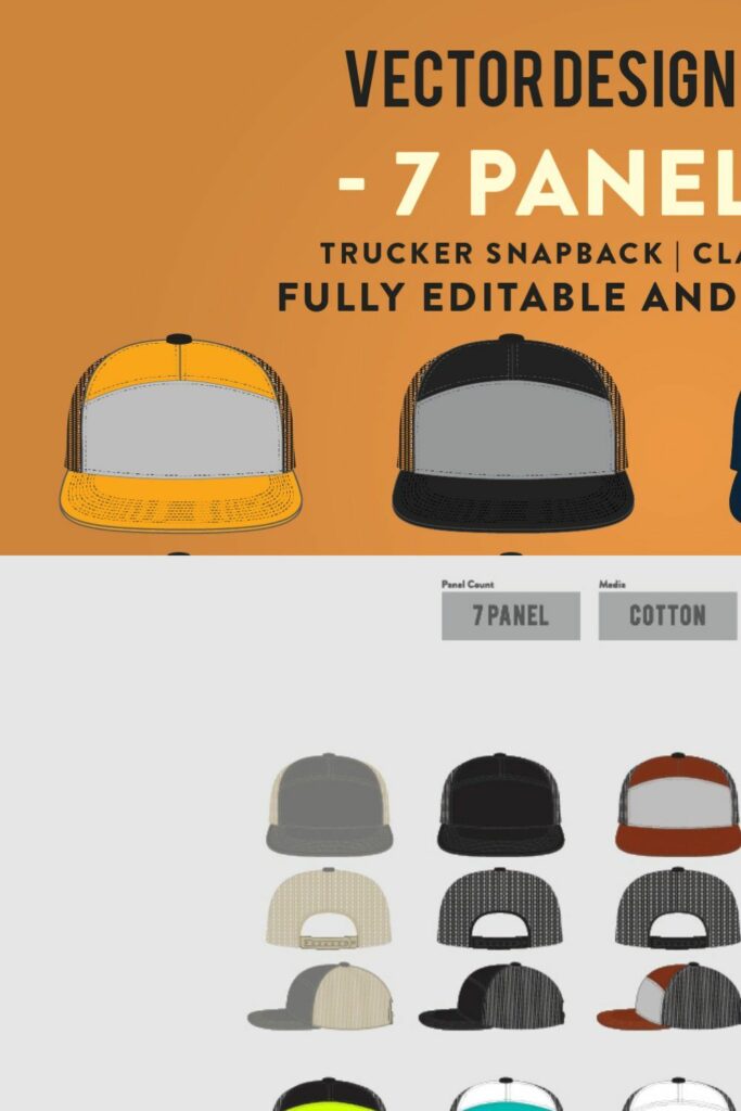 Hat Template - 7 Panel Hat – MasterBundles