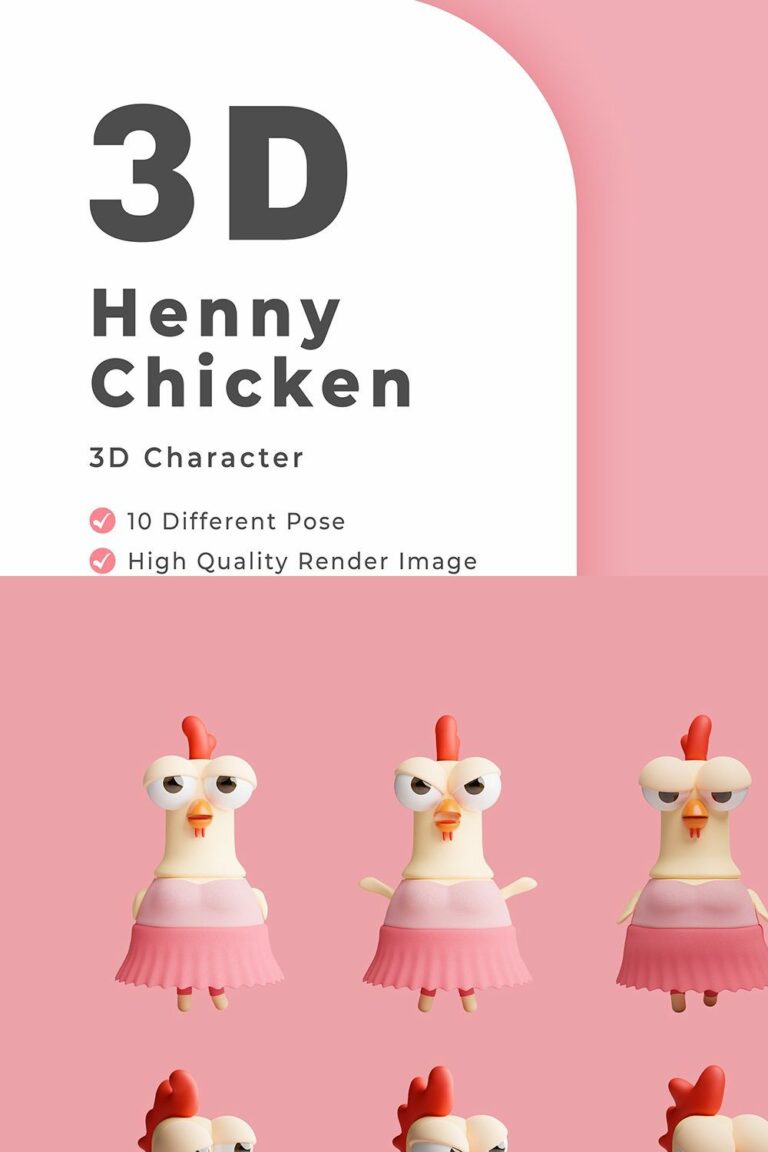 Hen 3D Character Illustration – MasterBundles