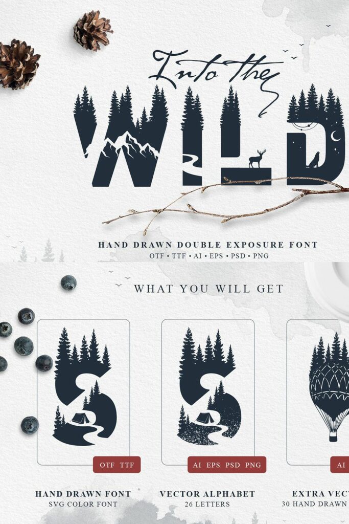 Into The Wild. Double Exposure Font – MasterBundles