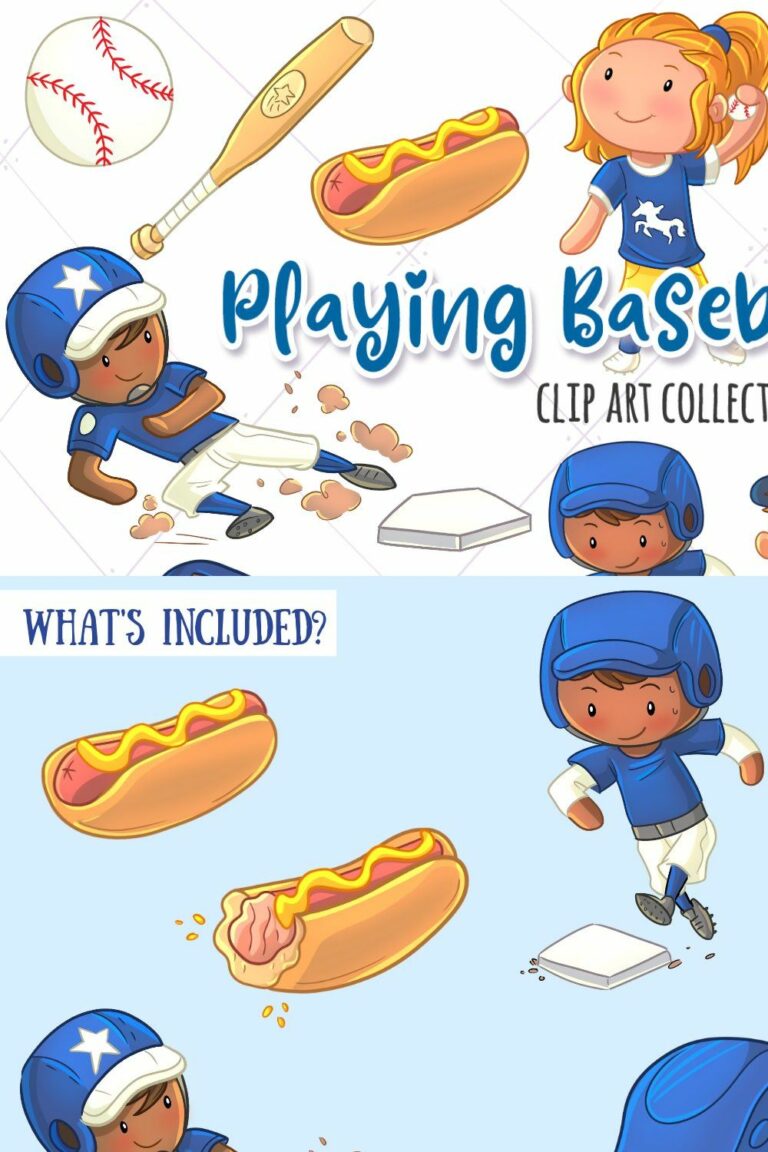 Kids Playing Baseball Clip Art – MasterBundles