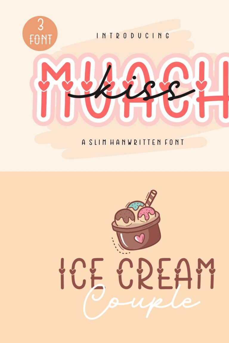 Kiss Muach | 3 font with love – MasterBundles