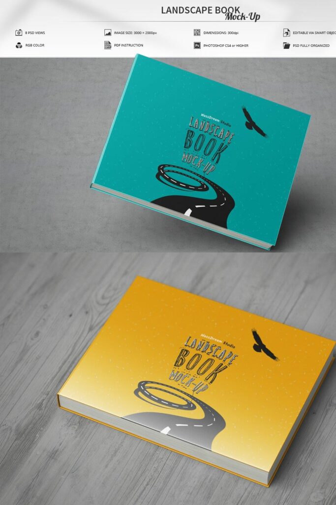Landscape Book Mock-Up – MasterBundles