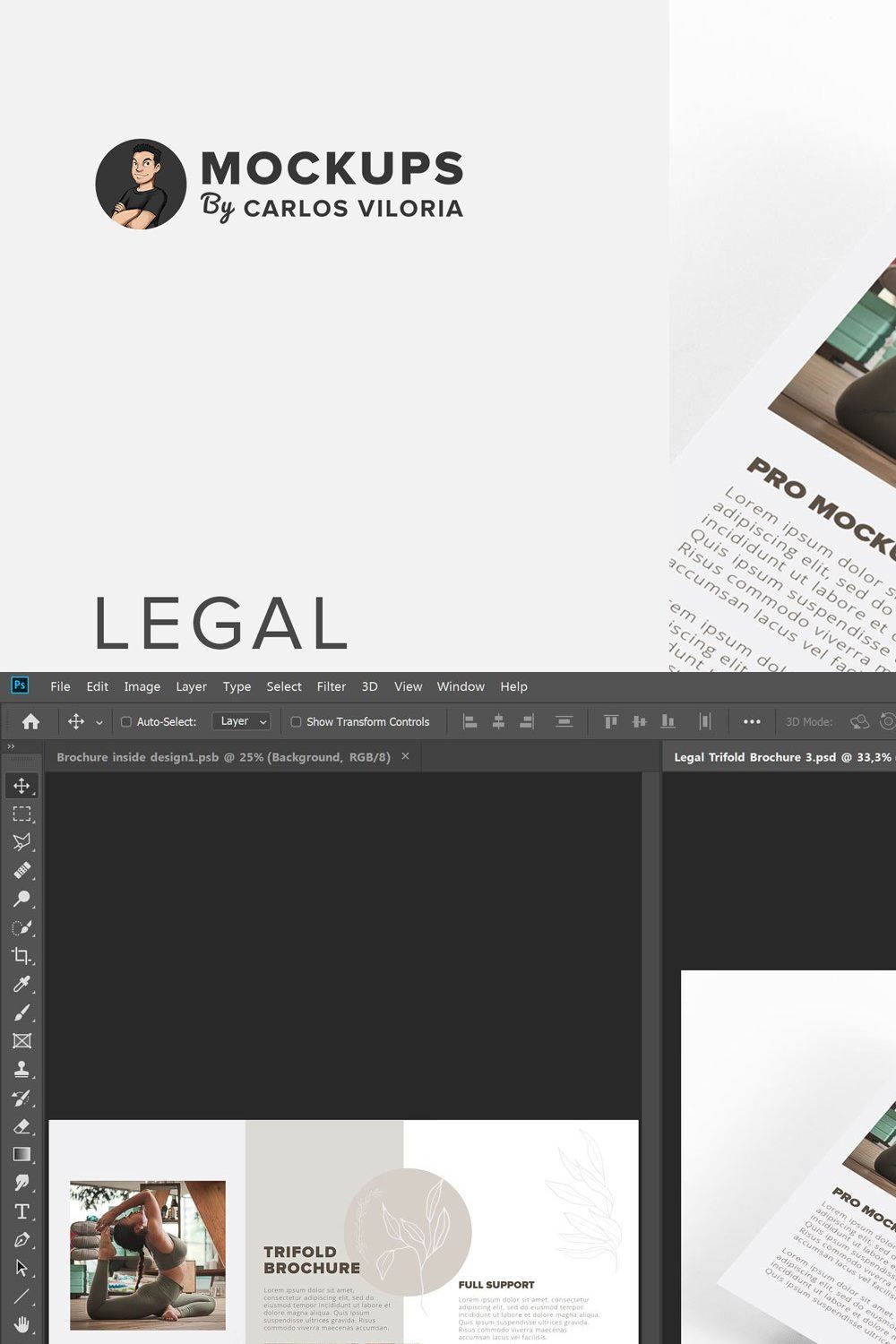 Legal Trifold Brochure Mockup – Open – MasterBundles