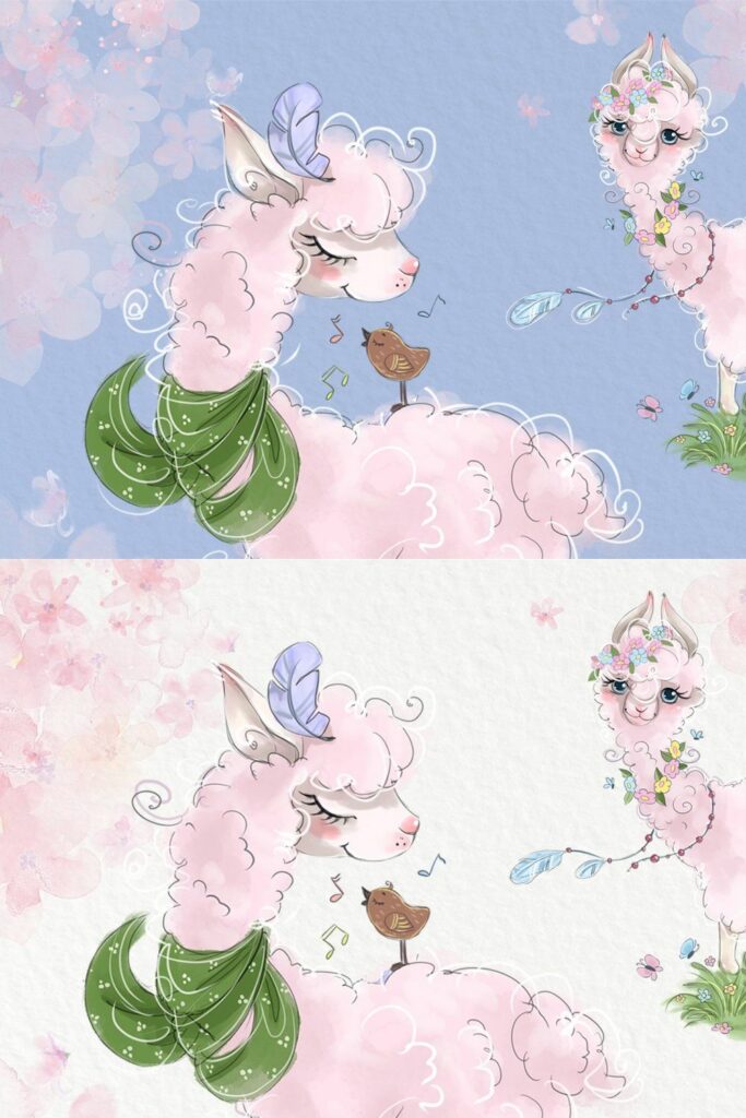 Llama PNG Clipart. Spring Alpaca – MasterBundles