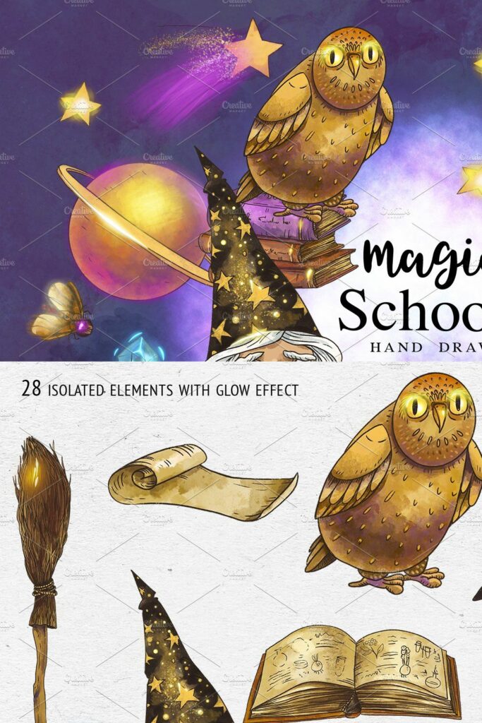 Magic school. Wizard witch clipart – MasterBundles