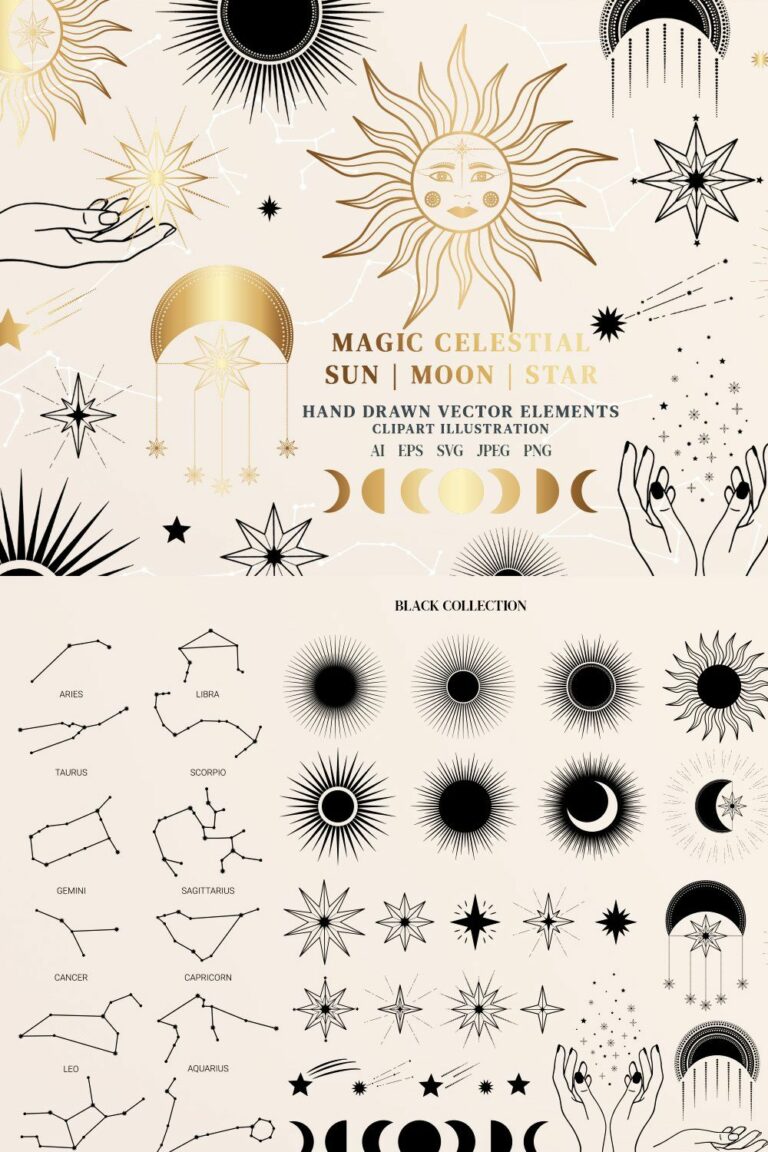 Magic Sun, Moon, Star, Constellation – MasterBundles