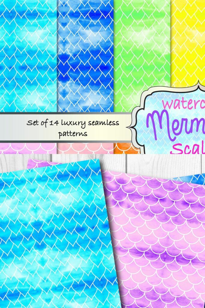 Mermaid scales rainbow pattern pack – MasterBundles