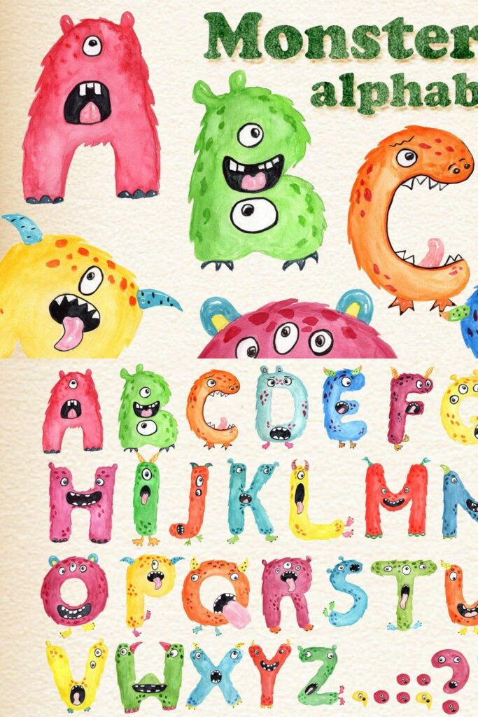 Monster kids alphabet clipart – MasterBundles