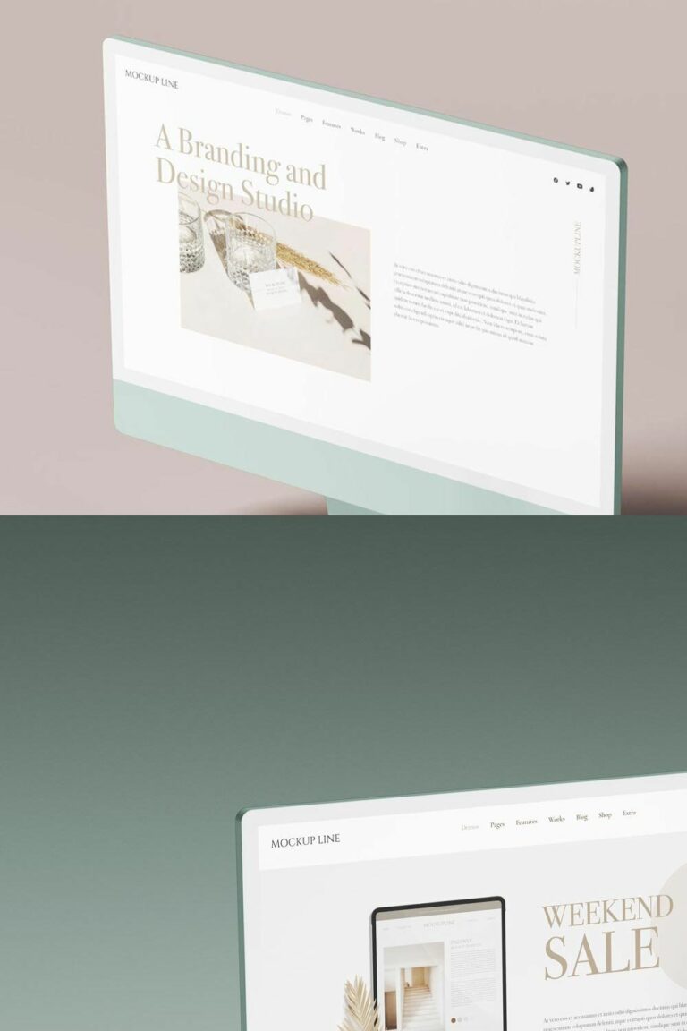 New iMac Website Mockup Set – MasterBundles