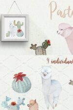 Pastel Llamas Clipart & Patterns PNG – MasterBundles