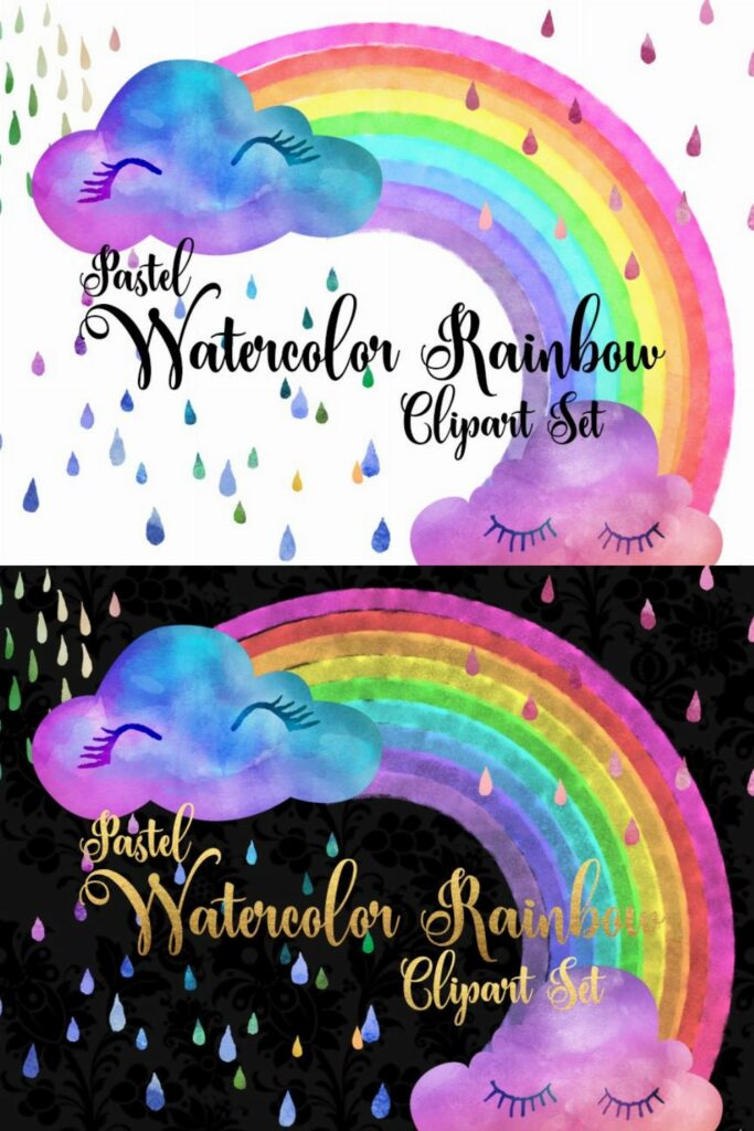 Pastel Watercolor Rainbows Clipart – MasterBundles