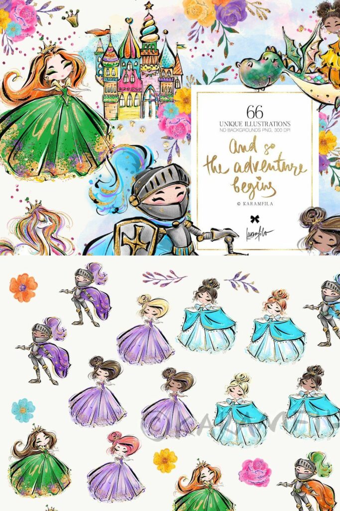 Princess Knight Dragon Clipart – MasterBundles