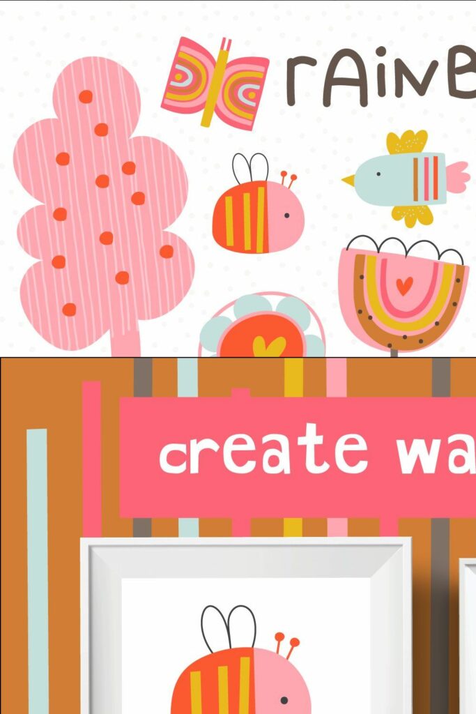 Rainbow garden clipart set – MasterBundles